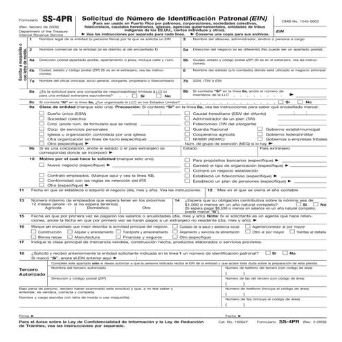 Form SS-4 (PR) Solicitud de Numero de Identificacion Patronal | PDF