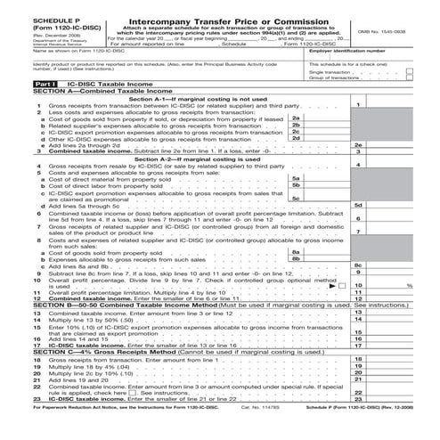Form 1120-IC-DISC (Schedule P)-Intercompany Transfer Price or ...