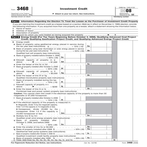 Form 3468 Investment Credit | PDF