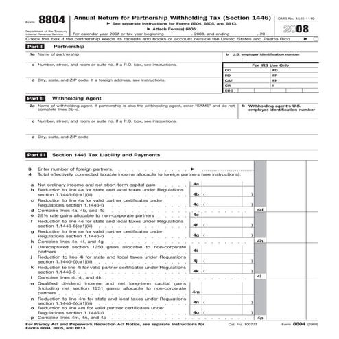 Form 8804 Annual Return for Partnership Withholding Tax | PDF
