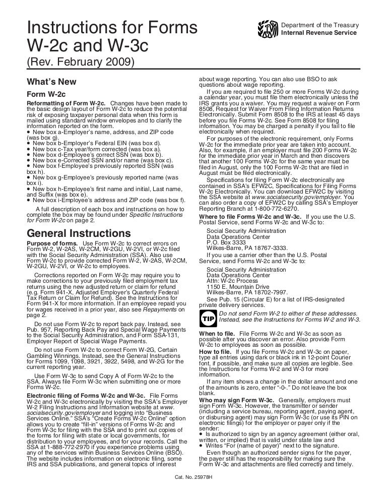 Instructions for Forms W-2c and W-3c, Corrected Wage and Tax Statemen…