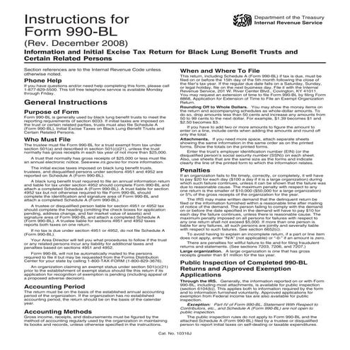 Instructions for Form 990-BL, Information and Initial Excise Tax Return ...