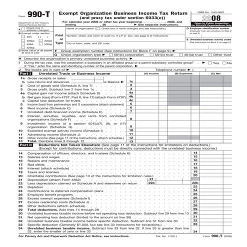 Form 990-T Exempt Organization Business Income Tax Return (and proxy ...