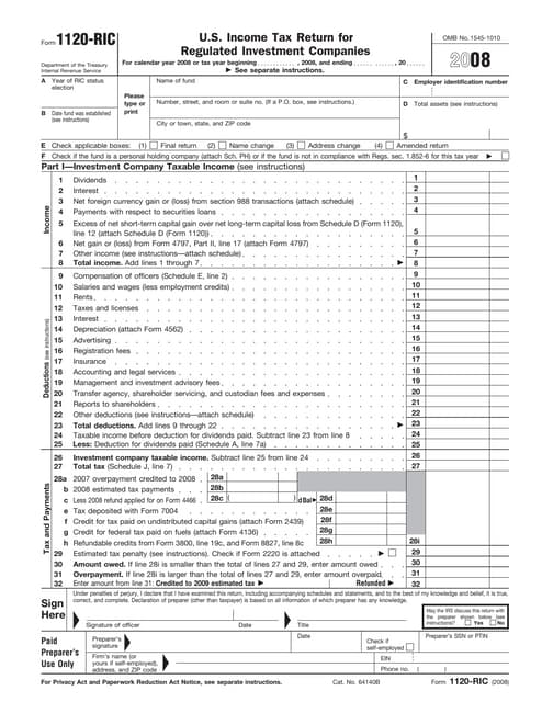 Form 1120-REIT U.S. Income Tax Return for Real Estate Investment Trusts ...