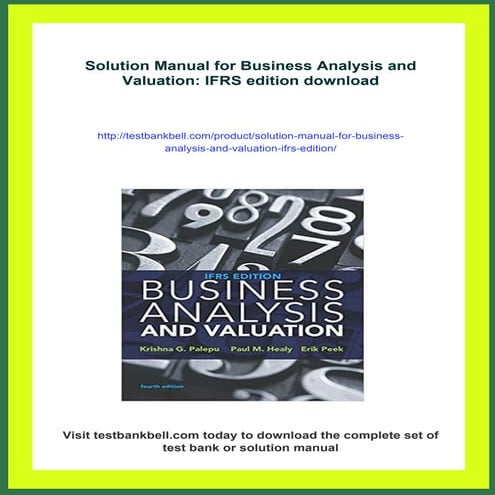 Solution Manual for Business Analysis and Valuation: IFRS edition | PDF