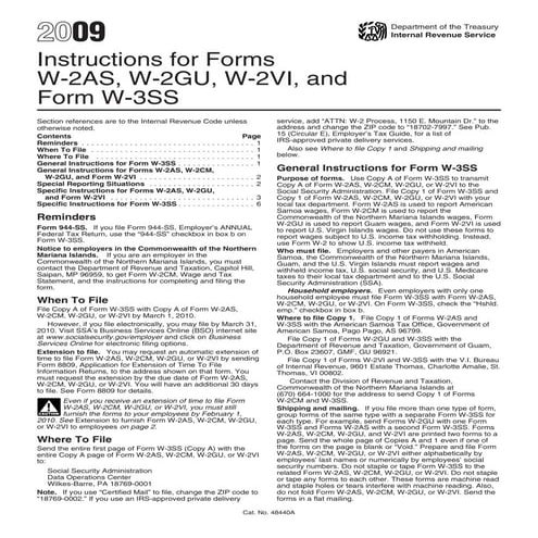 nst W-3SS-Instructions for Forms W-2AS, W-2GU, W-2VI, and W-3SS | PDF