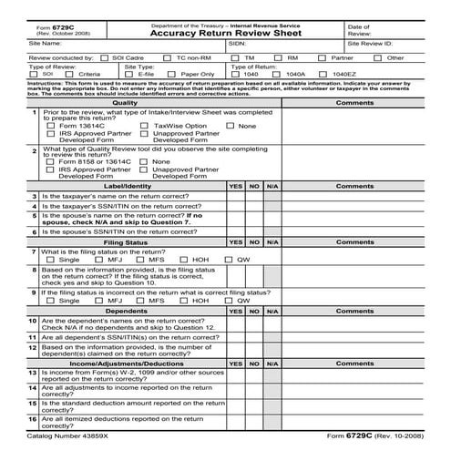 Form 6729-C-Volunteer Return Preparation Program - Quality Return ...