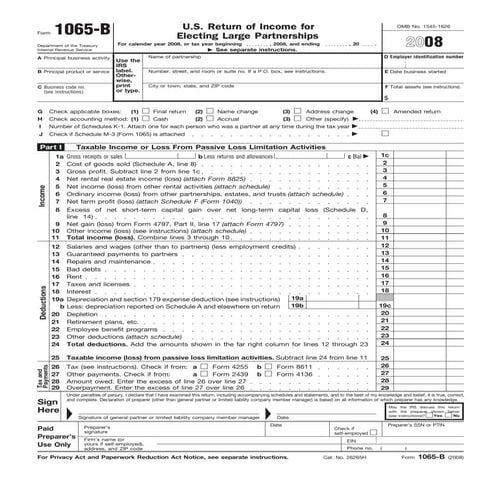 Form 1065-B-U.S. Return of Income for Electing Large Partnerships | PDF