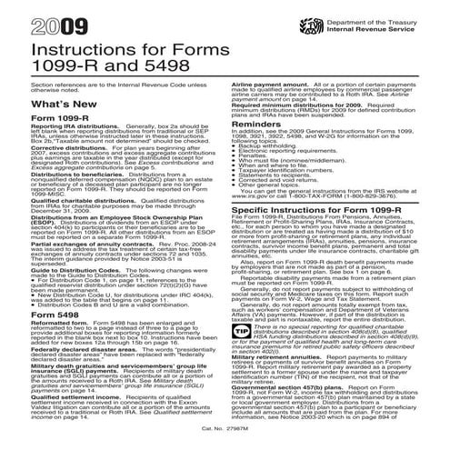 Inst 1099-R and 5498-Instructions for Forms 1099-R and 5498 ...