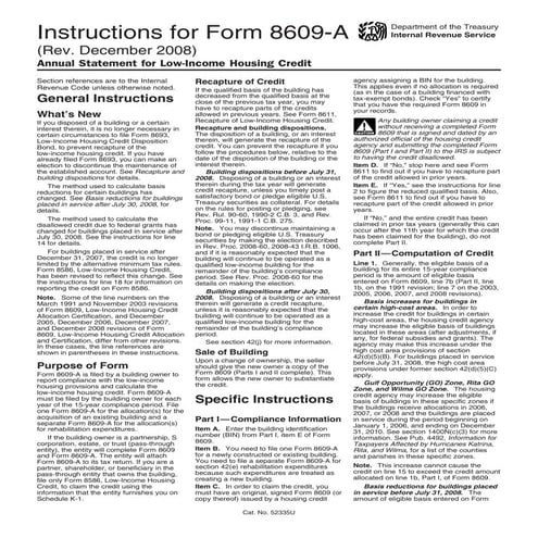 Inst 8609-A-Instructions for Form 8609-A, Annual Statement for Low ...