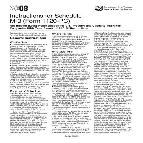 Inst 1120-PC (Schedule M-3)-Instructions for Schedule M-3 (Form 1120-PC ...