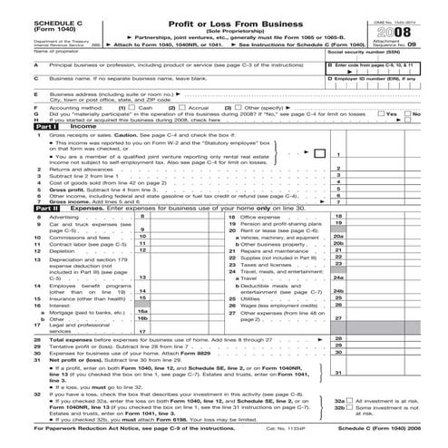 Form 1040, Schedule C-Profit or Loss From Business | PDF