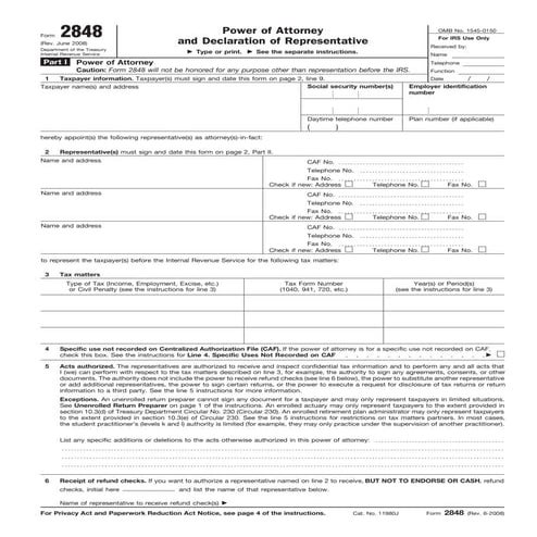Form 2848-Power of Attorney and Declaration of Representative | PDF
