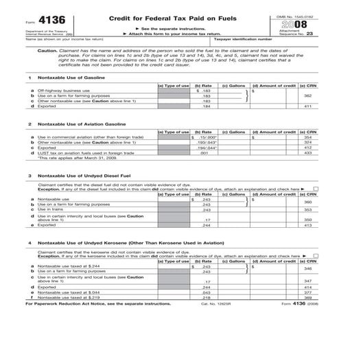 Form 4136-Credit for Federal Tax Paid on Fuel | PDF