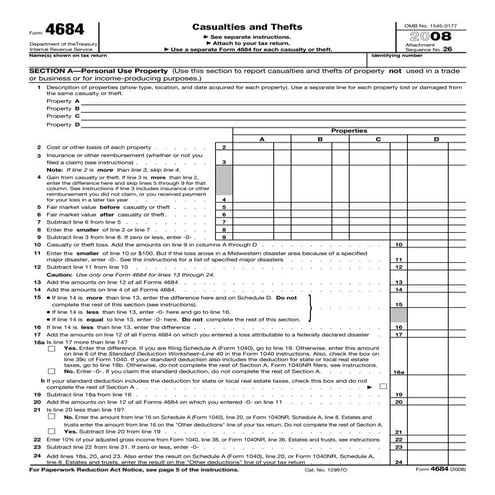 Form 4684-Casualties and Thefts | PDF