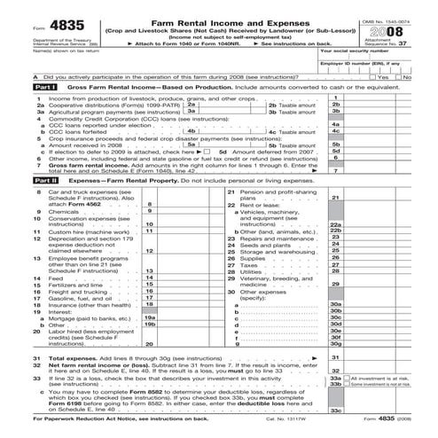 Form 4835-Farm Rental Income and Expenses | PDF