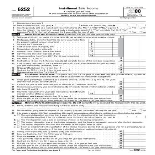 Form 6252-Installment Sale Income | PDF