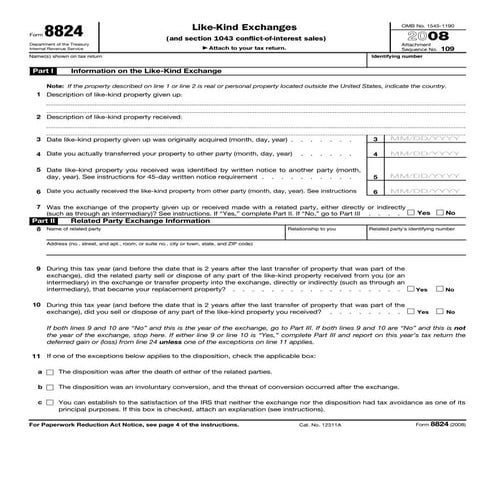Form 8824-Like-Kind Exchanges | PDF