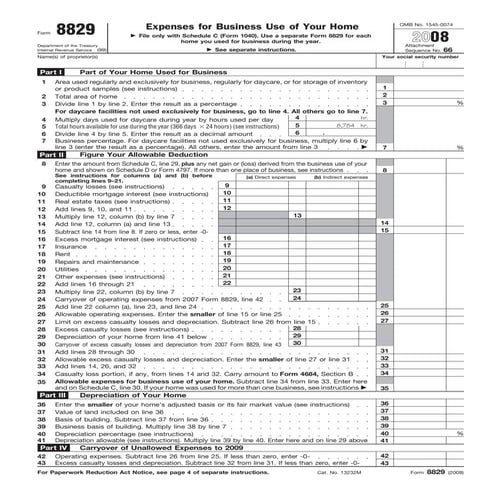 Form 8829-Expenses for Business Use of Your Home | PDF
