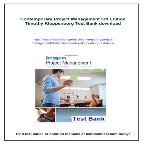 Contemporary Project Management 3rd Edition Timothy Kloppenborg Test ...