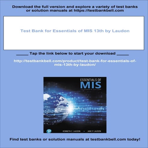 Test Bank for Essentials of MIS 13th by Laudon | PDF