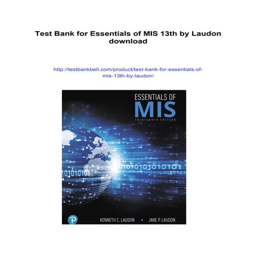 Test Bank for Essentials of MIS 13th by Laudon | PDF