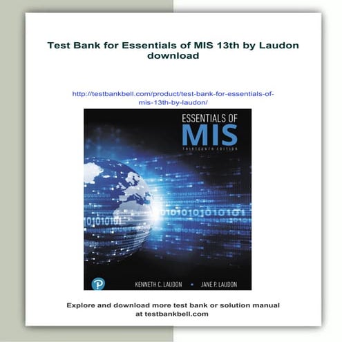 Test Bank for Essentials of MIS 13th by Laudon | PDF