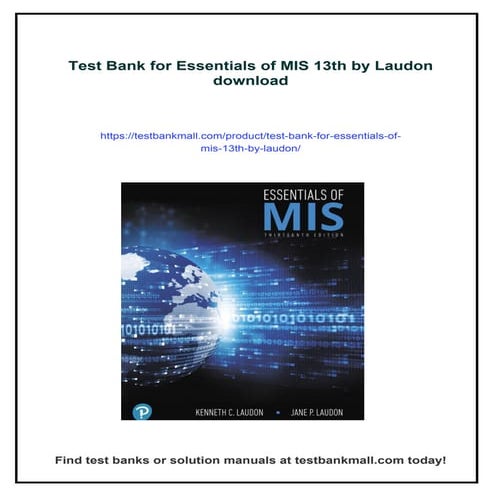 Test Bank for Essentials of MIS 13th by Laudon | PDF