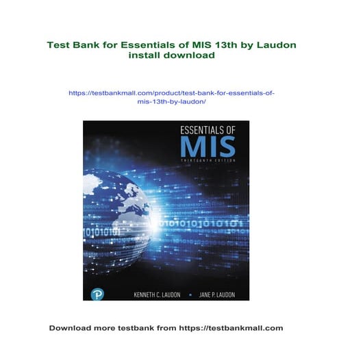 Test Bank for Essentials of MIS 13th by Laudon | PDF