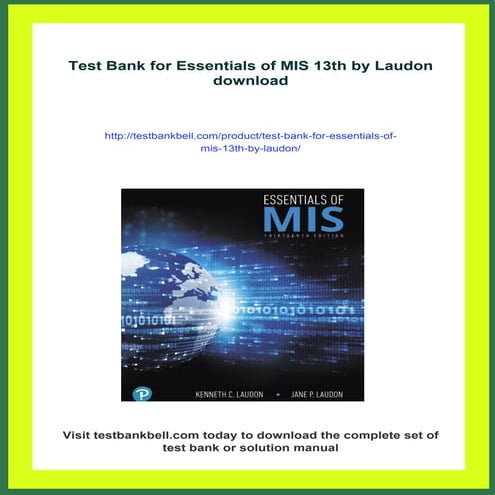 Test Bank for Essentials of MIS 13th by Laudon | PDF