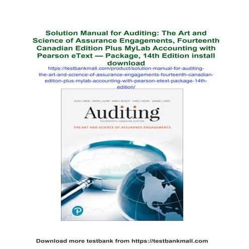 Solution Manual for Auditing: The Art and Science of Assurance ...