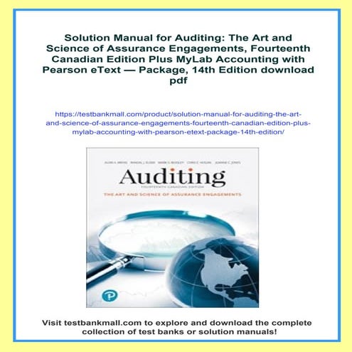 Solution Manual for Auditing: The Art and Science of Assurance ...