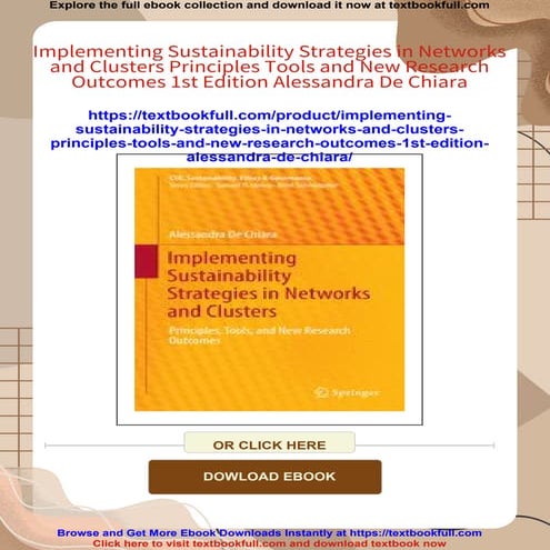Implementing Sustainability Strategies in Networks and Clusters Principles Tools and New ...