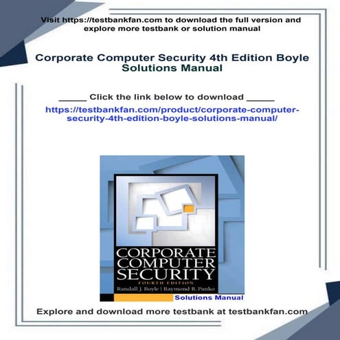 Corporate Computer Security 4th Edition Boyle Solutions Manual | PDF