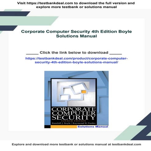 Corporate Computer Security 4th Edition Boyle Solutions Manual | PDF