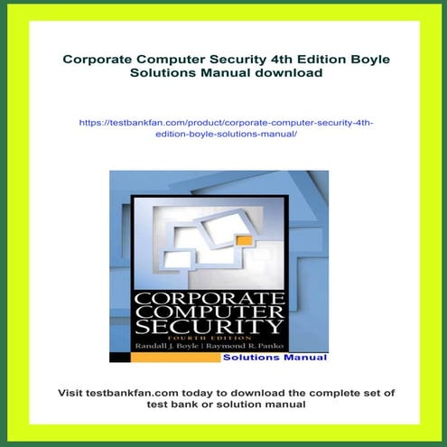 Corporate Computer Security 4th Edition Boyle Solutions Manual | PDF