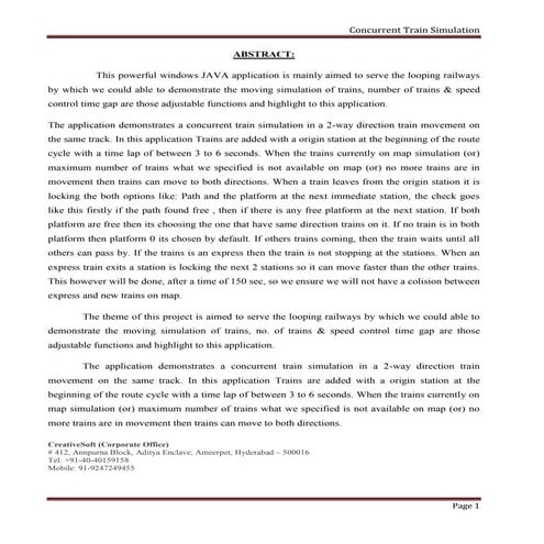 Concurrent Train Simulation Abstract 2017 Pdf