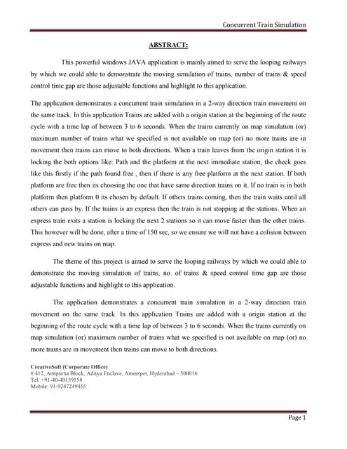 Concurrent Train Simulation Abstract 2017 Pdf