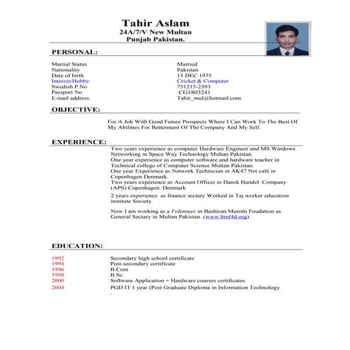 tahir's CV | PDF