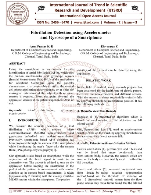 Fibrillation Detection Using Accelerometer And Gyroscope Of A
