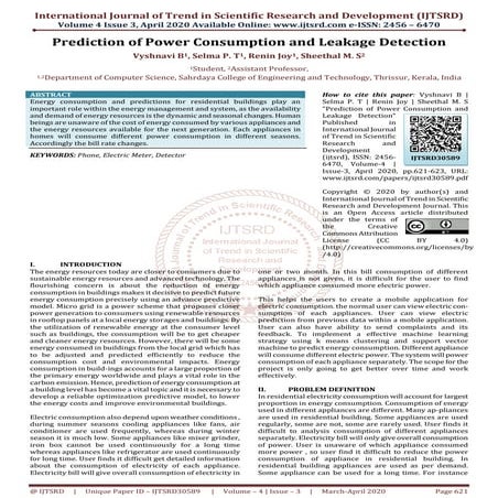 Prediction of Power Consumption and Leakage Detection | PDF