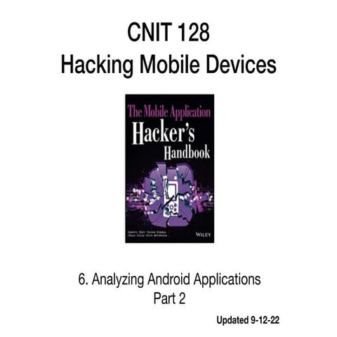 6 Analyzing Android Applications (Part 2) | PPT