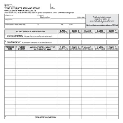 Texas Cigarette, Cigar and Tobacco Products Report Forms | PPT