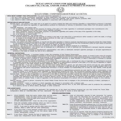 Texas Cigarette, Cigar and Tobacco Products Report Forms | PDF