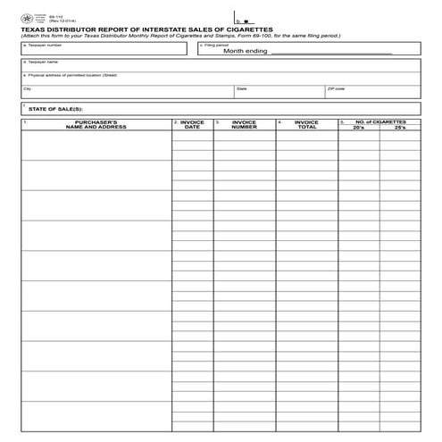 Texas Cigarette, Cigar and Tobacco Products Report Forms | PDF