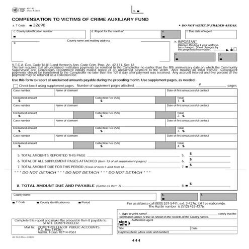 Texas City and County Government Forms-40-142 Compensation to Victims ...