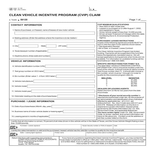 Texas Tax Refund Forms-Motor Vehicle Sales & Use Tax-14-202 Texas Claim ...
