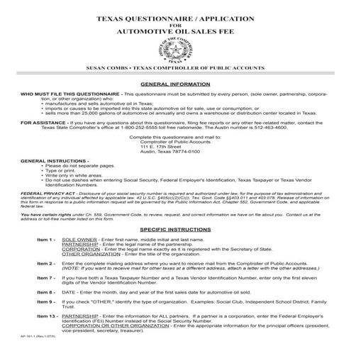 Texas Motor Fuels, Interstate Trucker, and IFTA Forms- AP-170 Texas ...