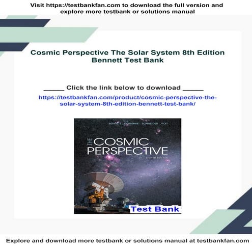 Cosmic Perspective The Solar System 8th Edition Bennett Test Bank | PDF
