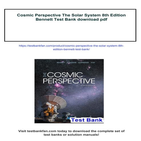 Cosmic Perspective The Solar System 8th Edition Bennett Test Bank | PDF
